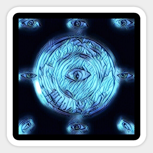 Blue Judging Eyes - Art Work Art - Sticker | TeePublic