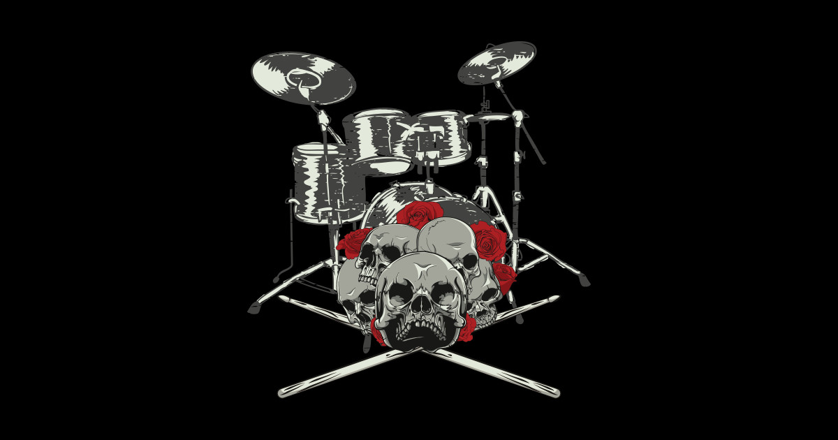 Skull Drummer Drums - Skull Drummer - Sticker | TeePublic