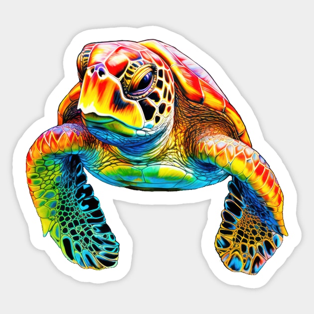 Colorful Rainbow Sea Turtle - Turtle - Sticker | TeePublic