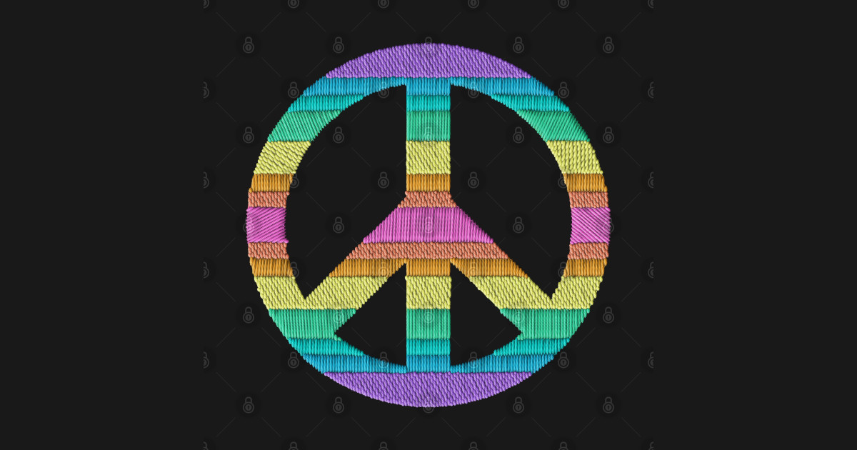 Rainbow Embroidery Peace - Peace Sign - T-Shirt | TeePublic