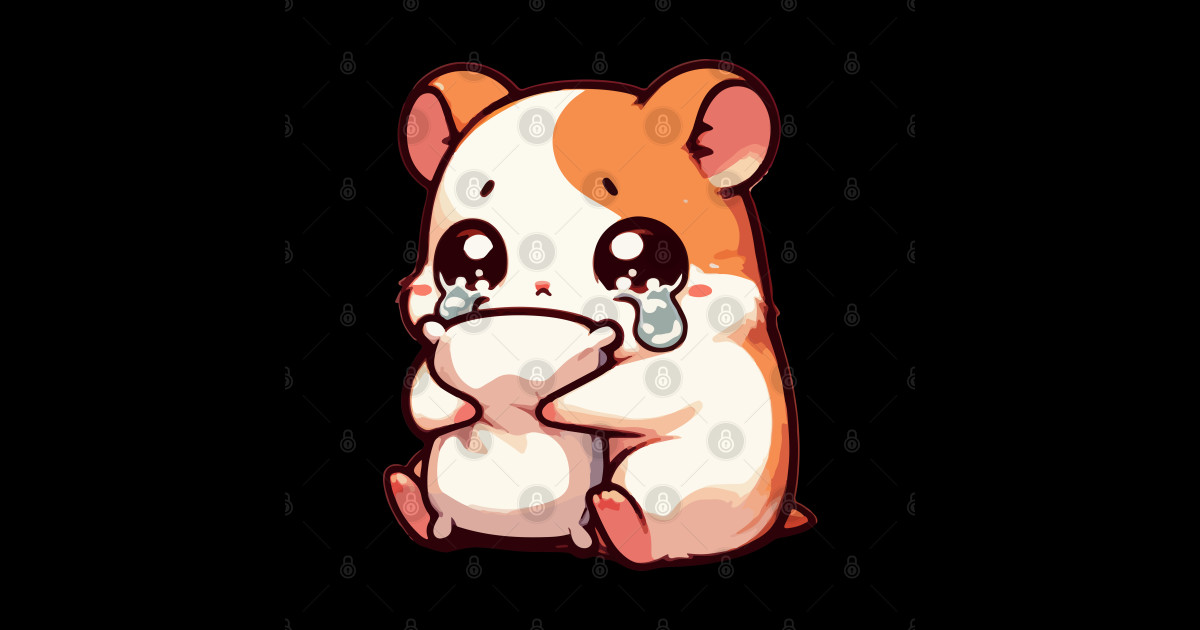 Kawaii Crying Sad Hamster - Sad Hamster - Sticker | TeePublic