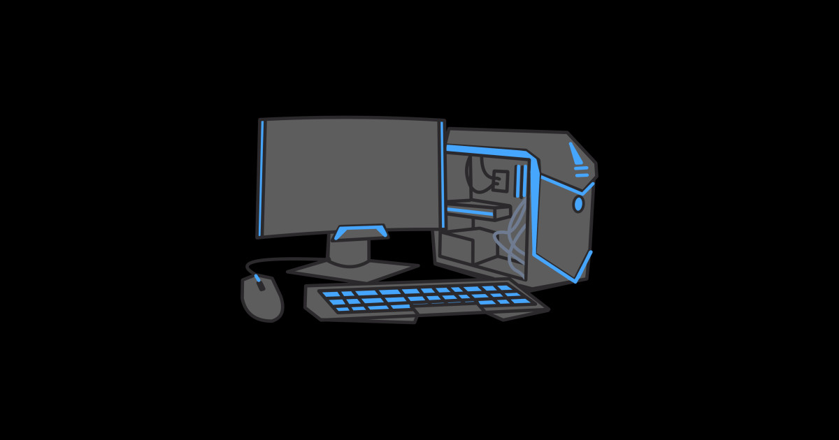Gaming PC (Blue LED) - Pc - Sticker | TeePublic