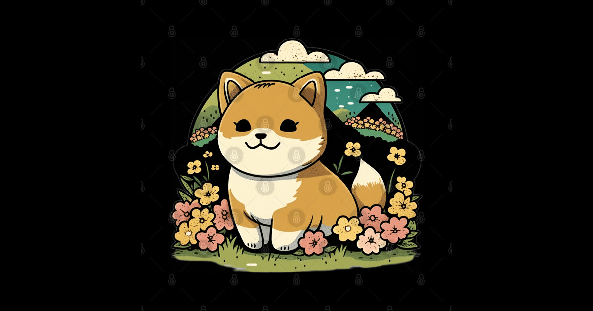 Mountain Adventure: Chibi Shiba Inu in Anime Style - Chibi - Sticker ...