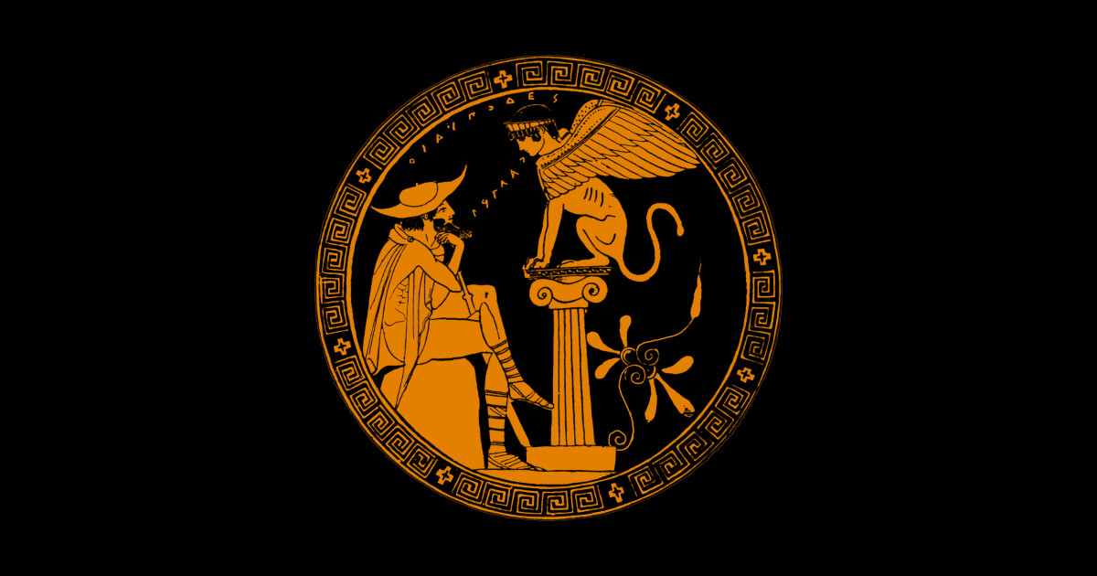 Oedipus and the Sphinx Attic redfigure - Greek - Sticker | TeePublic