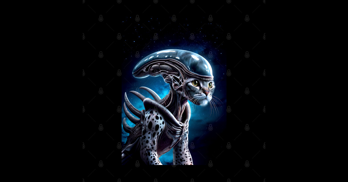 Alien Feline Overlord - Cosmic Kitty Commander Space Theme - Alien Cat ...