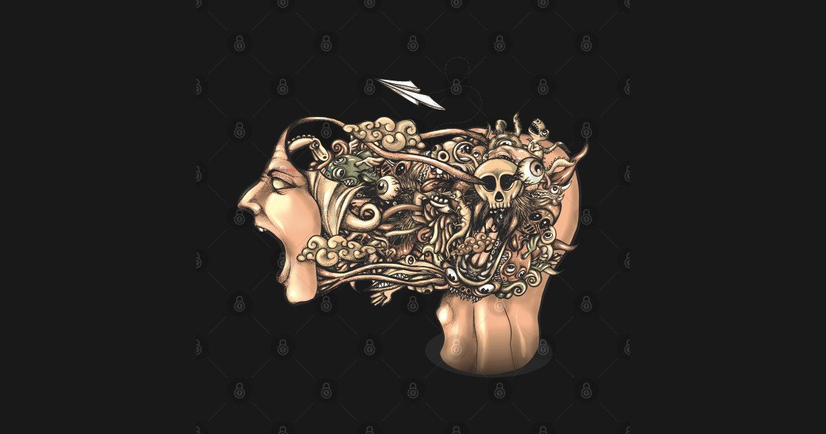 Head Scream Doodle Flat - Doodle - Posters and Art Prints | TeePublic