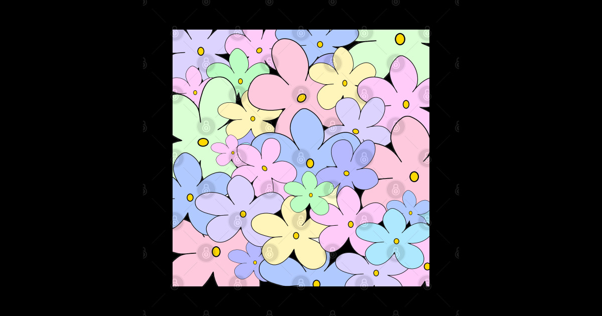 Multi Pastel Color Cartoon Flower - Pastel Cartoon Flower - Posters and ...