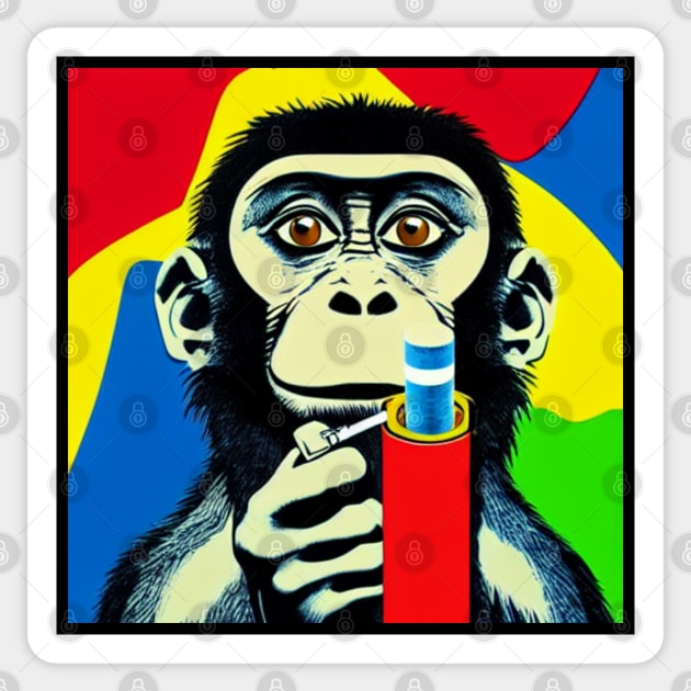 Colorful smoking monkey - Monkey - Sticker | TeePublic