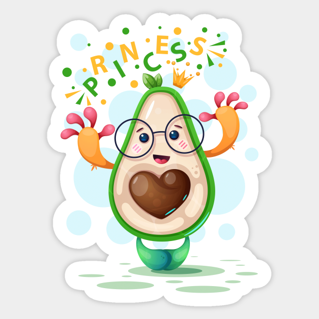 Cute Princess Avocado with eyeglasses - Avocado - Sticker | TeePublic
