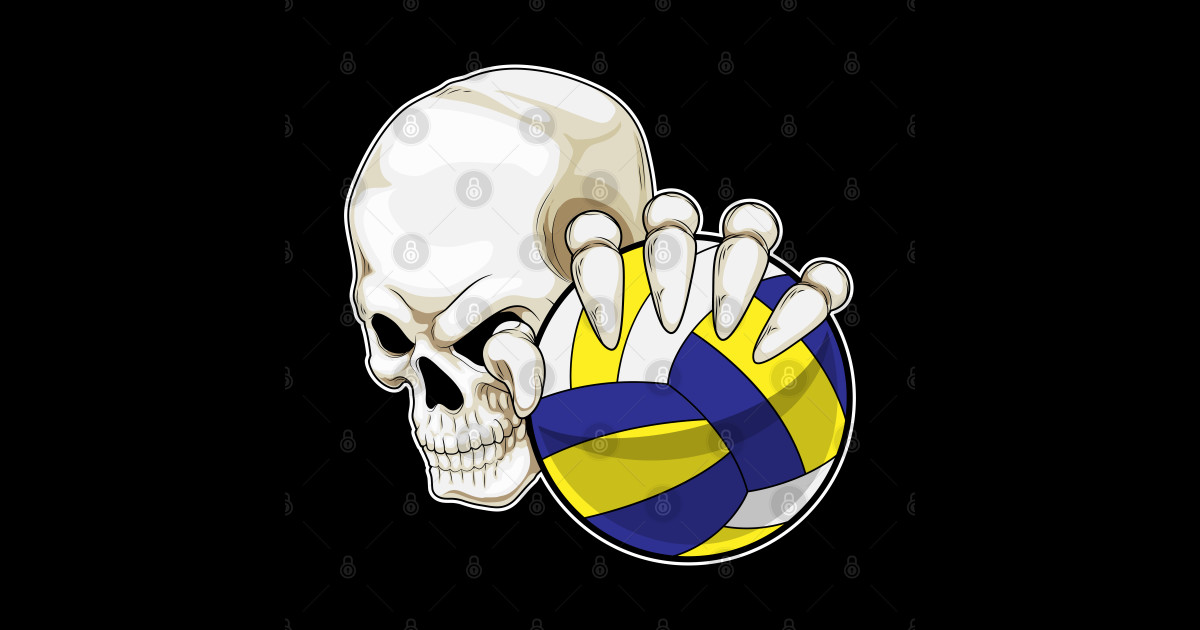 Skull Volleyball player Volleyball - Volleyball - Sticker | TeePublic