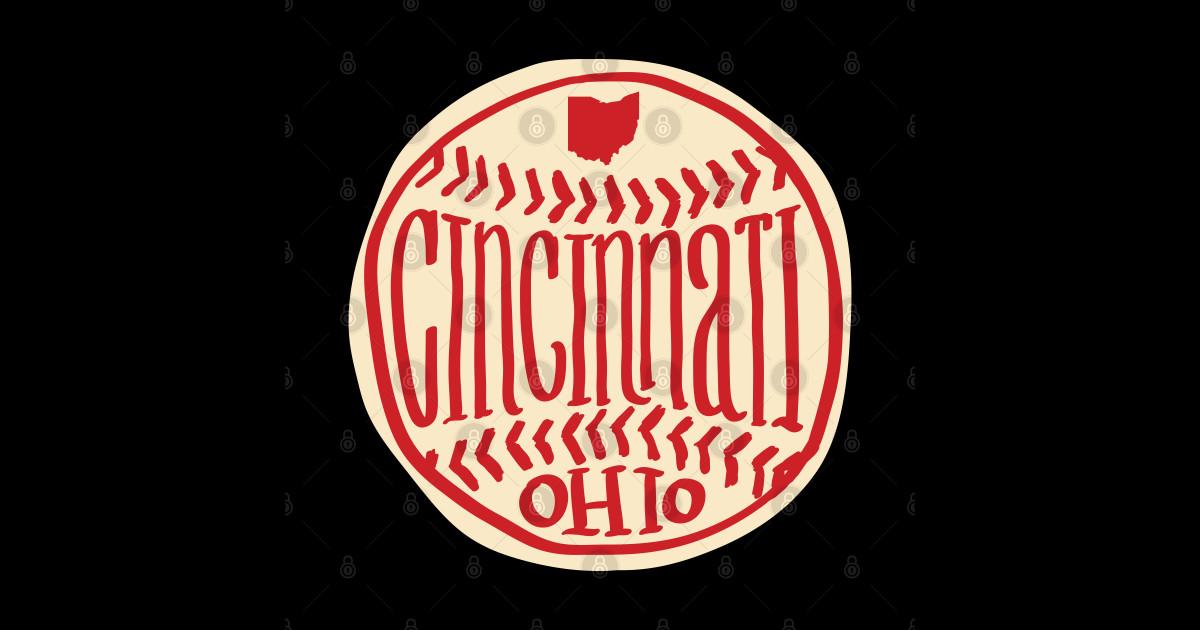 Cincinnati Ohio Hand-Illustrated Baseball Typography Art - Cincinnati ...