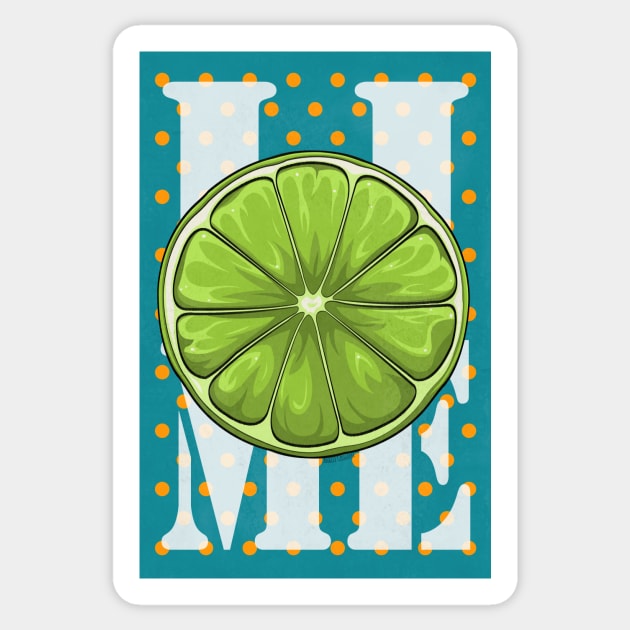 Lime fruit Retro Poster - Lime Green - Sticker | TeePublic