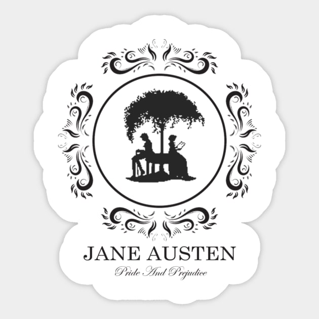 Jane Austen Portrait Book - Jane Austen Portrait Book - Sticker | TeePublic