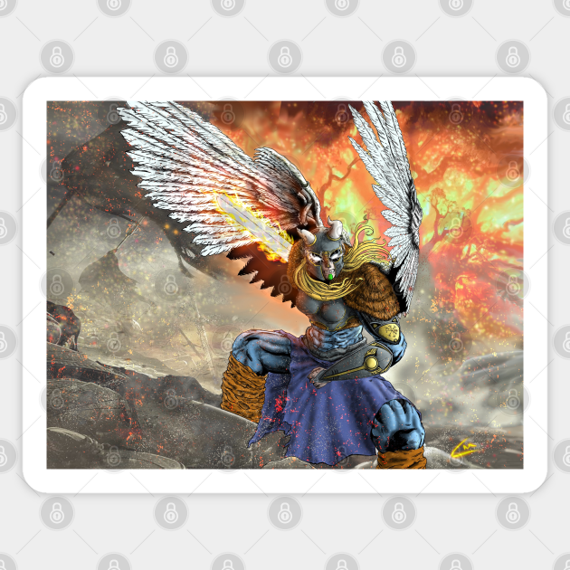 Valkyrie of the Flaming Sword - Valkyrie - Sticker | TeePublic