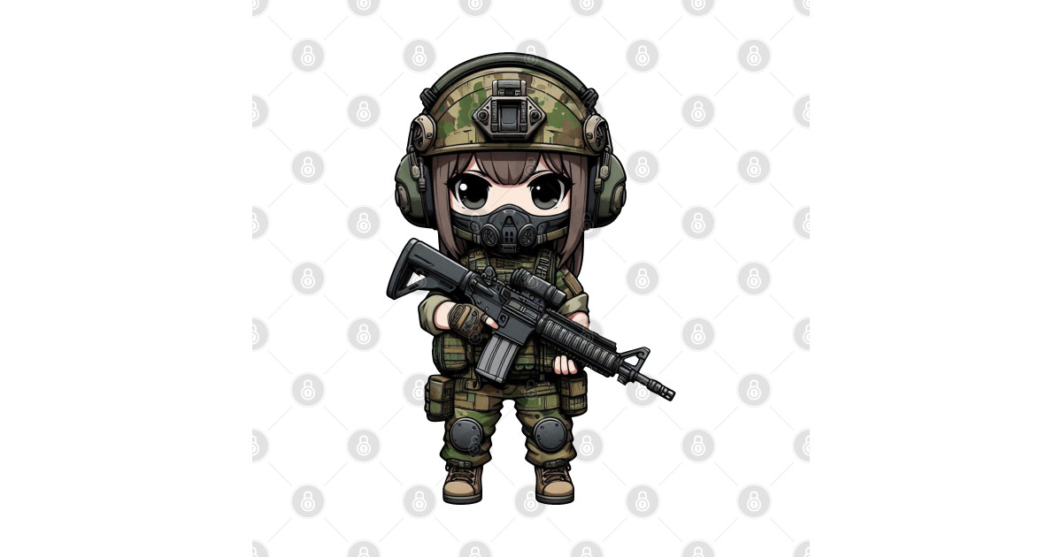 Tactical Chibi Girl - Chibi - T-Shirt | TeePublic
