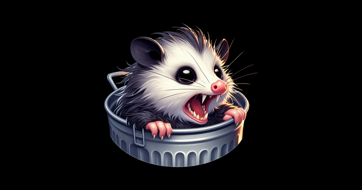 Cute Angry possum in Trash - Trash Possum - Sticker | TeePublic