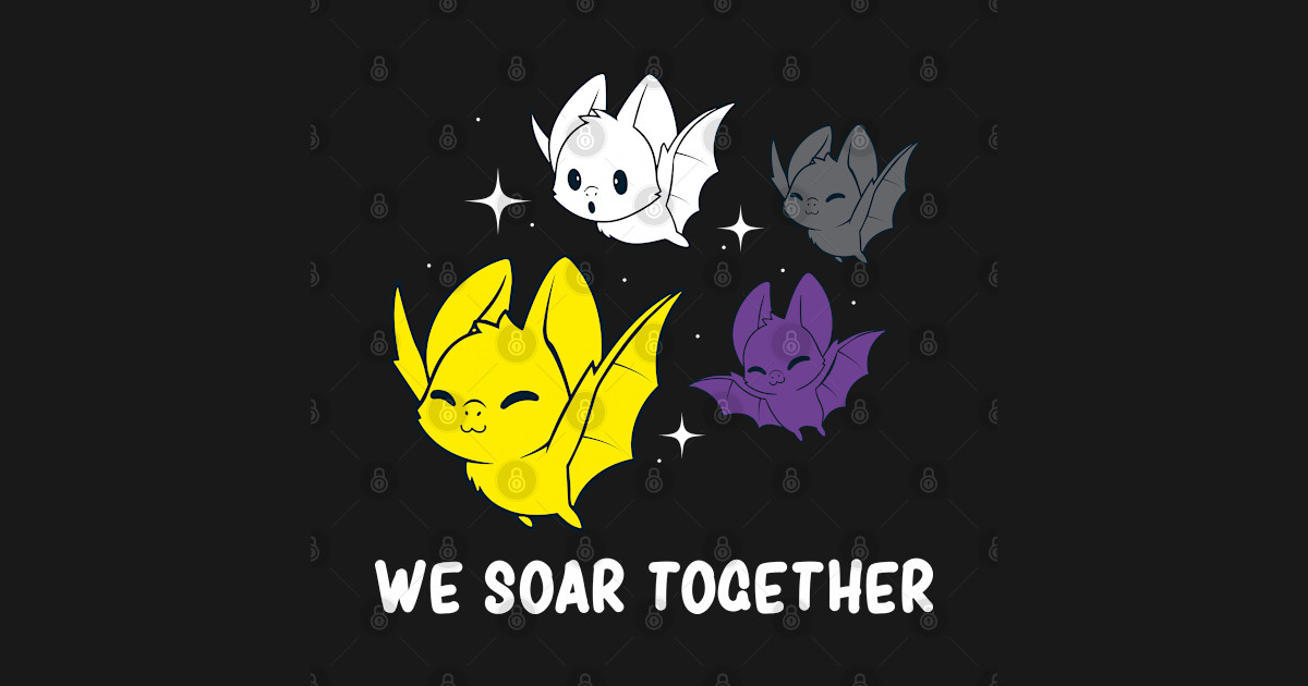 Non Binary Pride Flag Nonbinary Month Enby Bat - Non Binary Pride - T ...