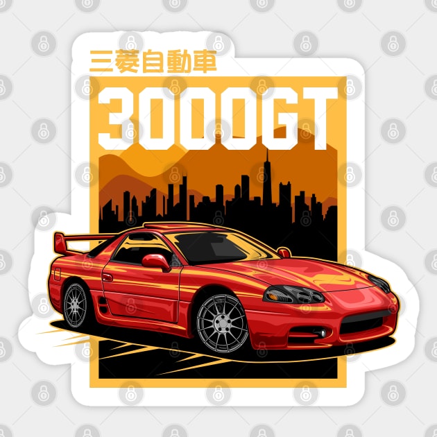 Red 3000GT VR4 - Mitsubishi 3000gt - Sticker | TeePublic