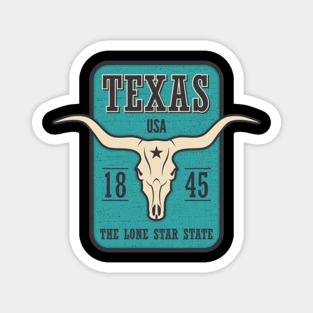 Texas state USA - with longhorn skull - Taxas Lover - Magnet | TeePublic