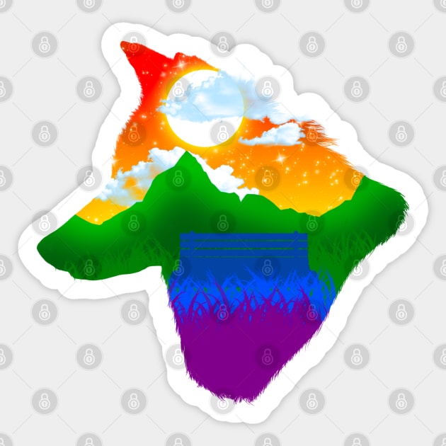 Rainbow pride wolf - Lgbt - Sticker | TeePublic