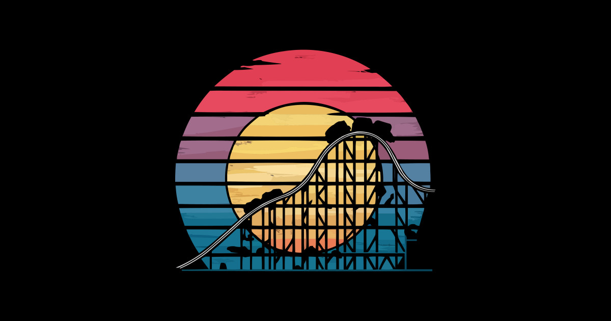 sunset with Roller Coaster - Roller Coaster - Sticker | TeePublic