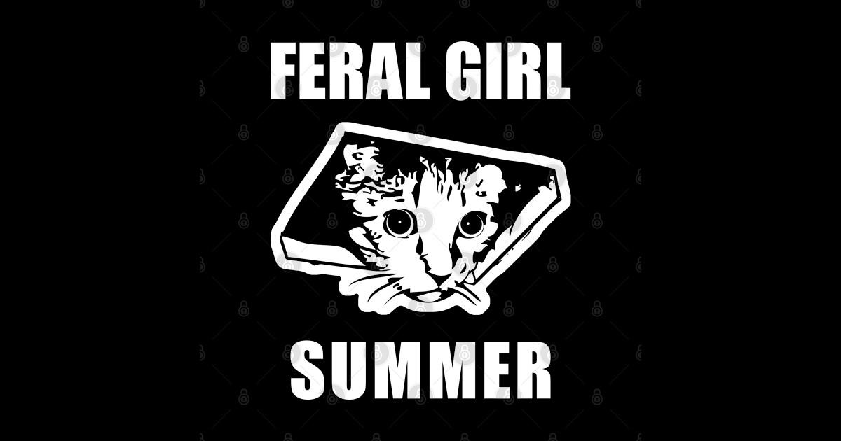 Feral Girl Summer Ceiling Cat Meme - Feral Girl Summer - Sticker ...