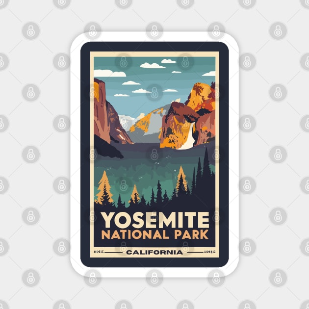 A Vintage Travel Art of the Yosemite National Park - California - US ...