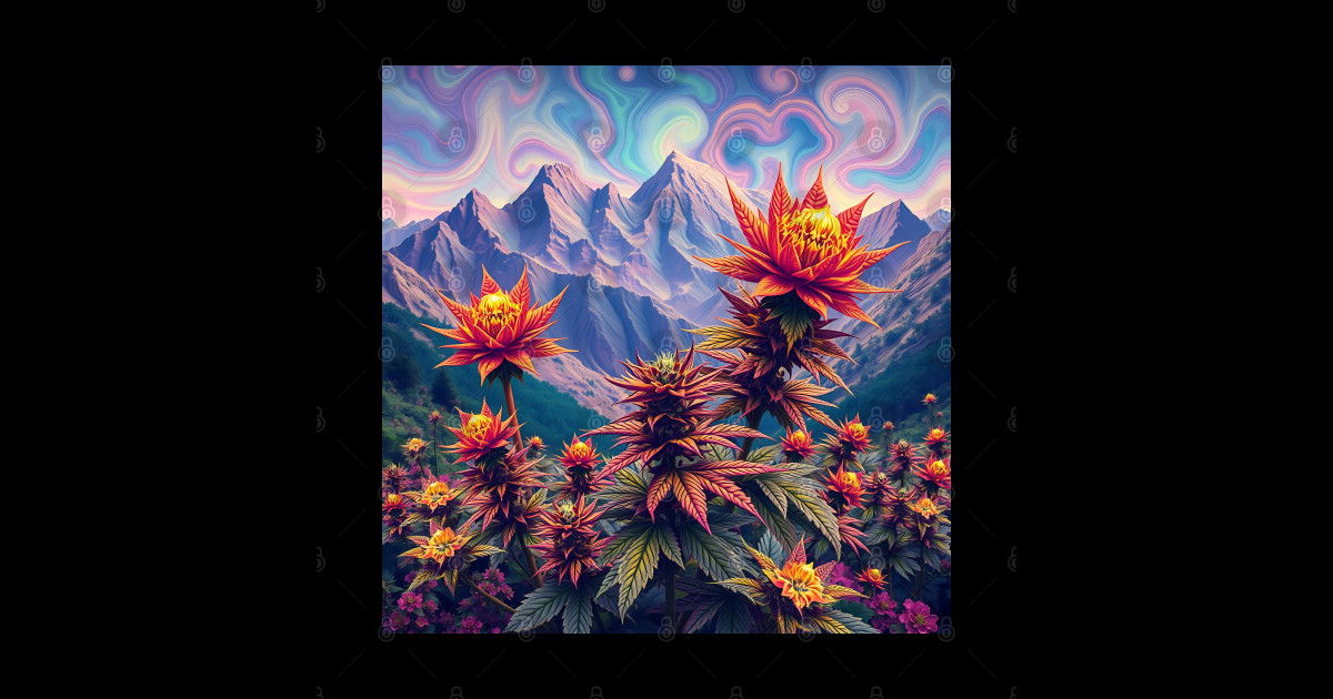 Multidimensional Psychedelic Cannabis Bloom - Psychedelic - Sticker ...