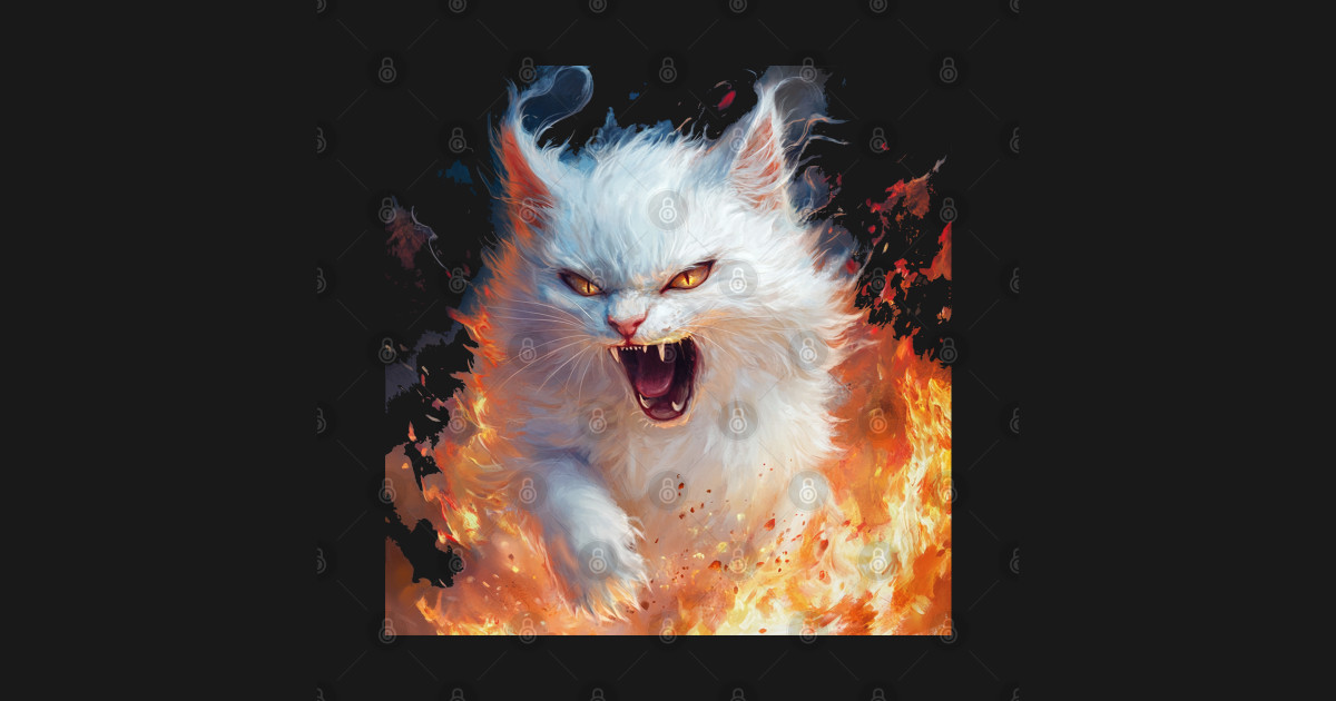 Fiery Cat - Cat - T-Shirt | TeePublic