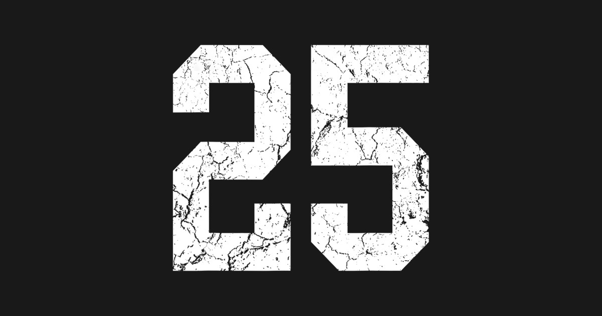 White Number 25 Jersey Player Uniform 25 - Distressed White - T-Shirt ...
