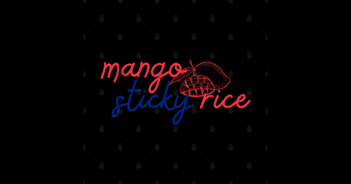 mango sticky rice - Thai red and blue - Flag color - with sketch ...