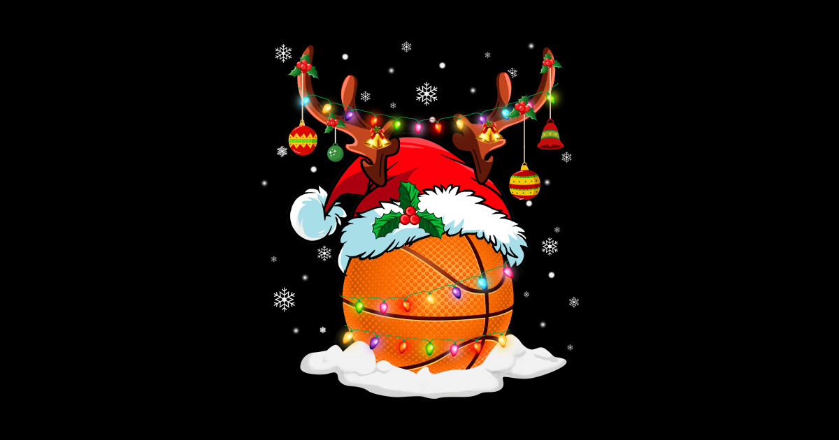 Reindeer Santa Hat Basketball Christmas Lights Xmas - Basketball ...