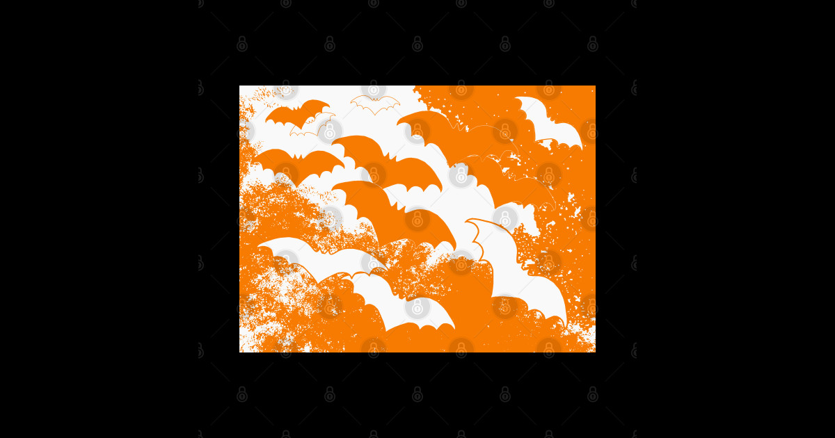 White Bats In Flight Orange - Bats - Sticker | TeePublic