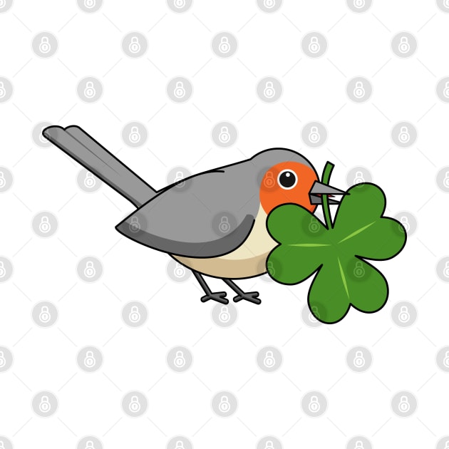 Cute Robin with Shamrock Clover Cartoon - Robin - T-Shirt | TeePublic