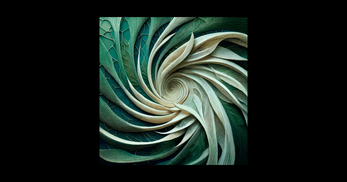 Green and White Abstract Geometric Fibonacci Spiral Art - Fibonacci ...