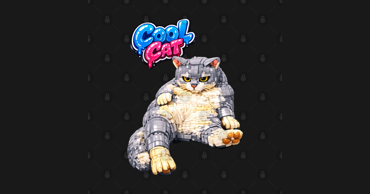 Cool Lego Cat - Cool Cat - T-Shirt | TeePublic