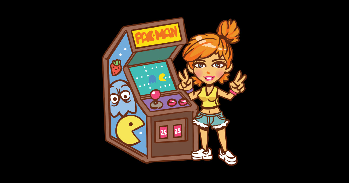 Retro Girl Arcade - Retro - Sticker | TeePublic