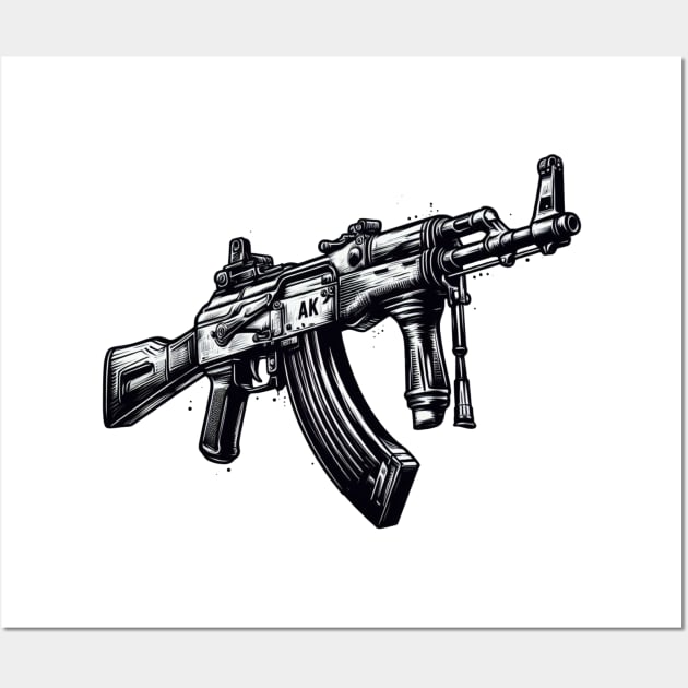 Iconic AK-47 Sketch: Artistry Meets Firepower - Ak47 - Posters and Art ...