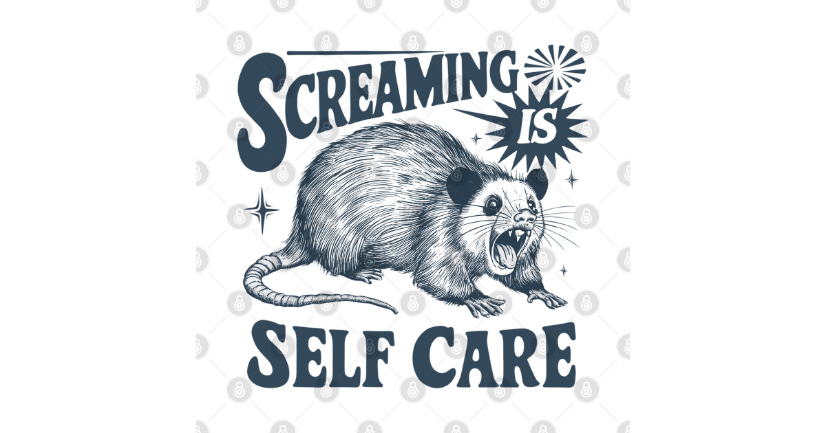 screaming is self care vintage raccoon - Screaming Opposum - T-Shirt ...