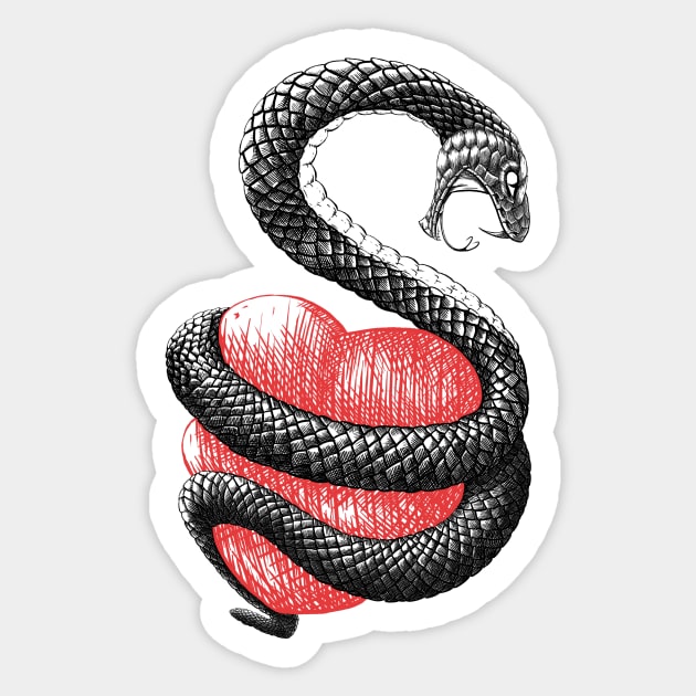 Snake Hugging Heart - Valentines Day - Sticker | TeePublic