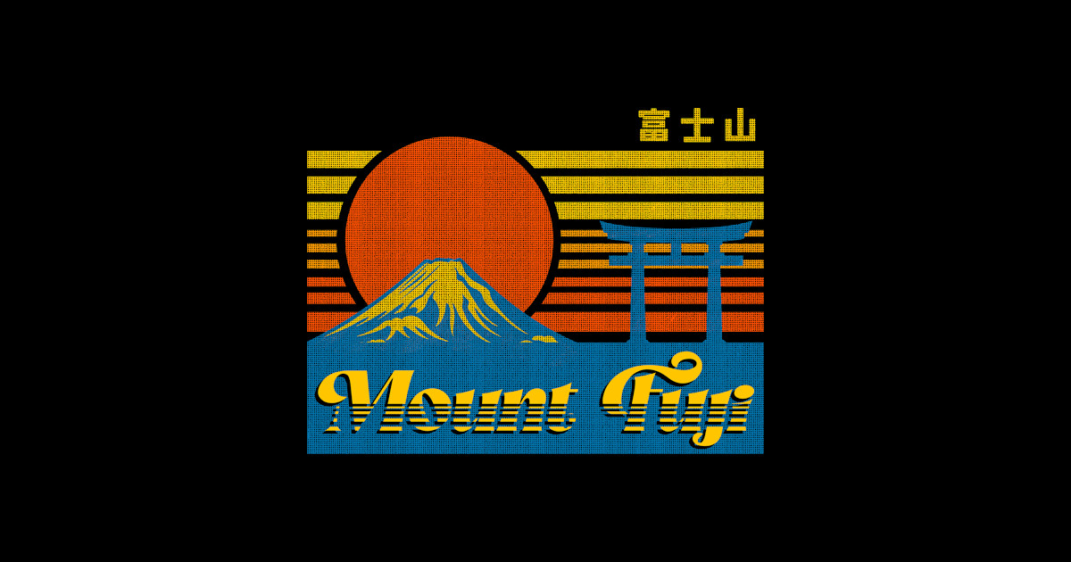 mount fuji - Retro Japan Typography - Sticker | TeePublic