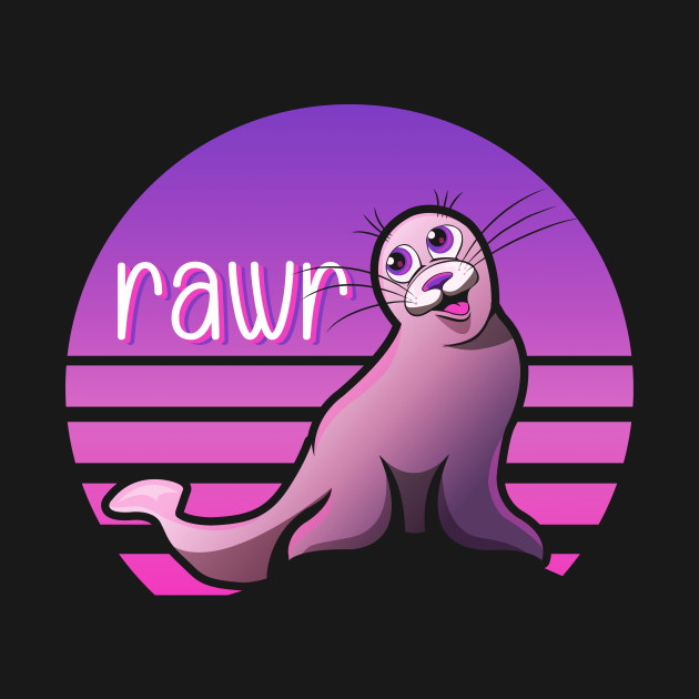 Funny Sea Lion Baby Seal Animal Cute Nautical Sunset - Seal Animal - T ...