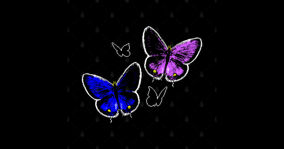 8 bit butterfly pixels - 8bit - Sticker | TeePublic