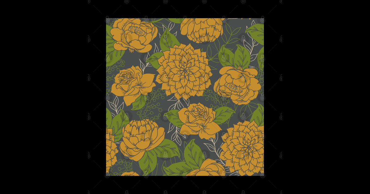 Floral Pattern in Goldenrod - Flower - Sticker | TeePublic