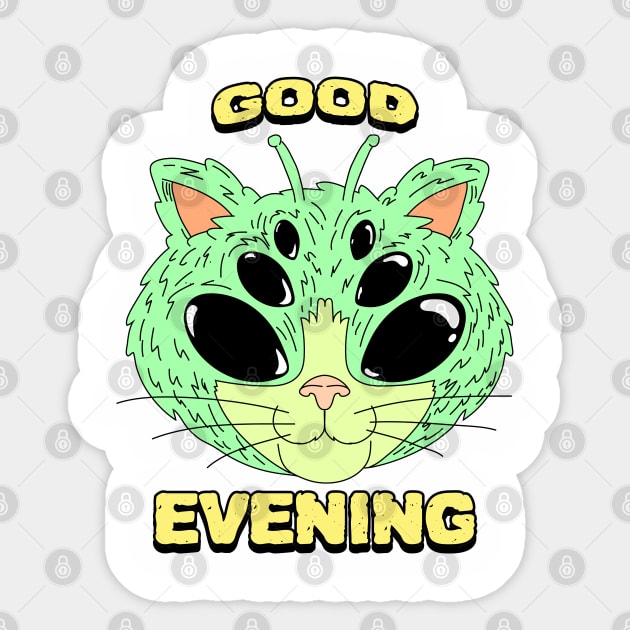 Trippy Alien Cat - Alien Cat - Sticker | TeePublic