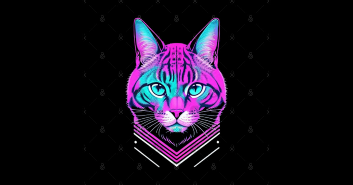 Synthwave Cat - Synthwave Cat - Sticker | TeePublic