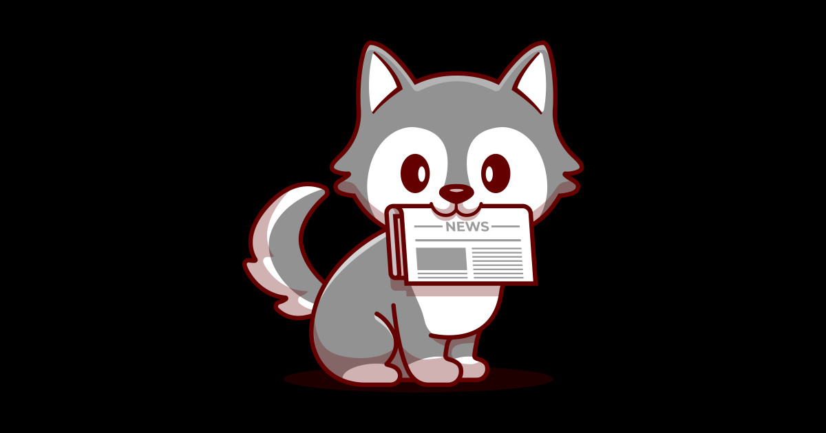Cute Wolf With Newspaper - Wolf - Posters and Art Prints | TeePublic