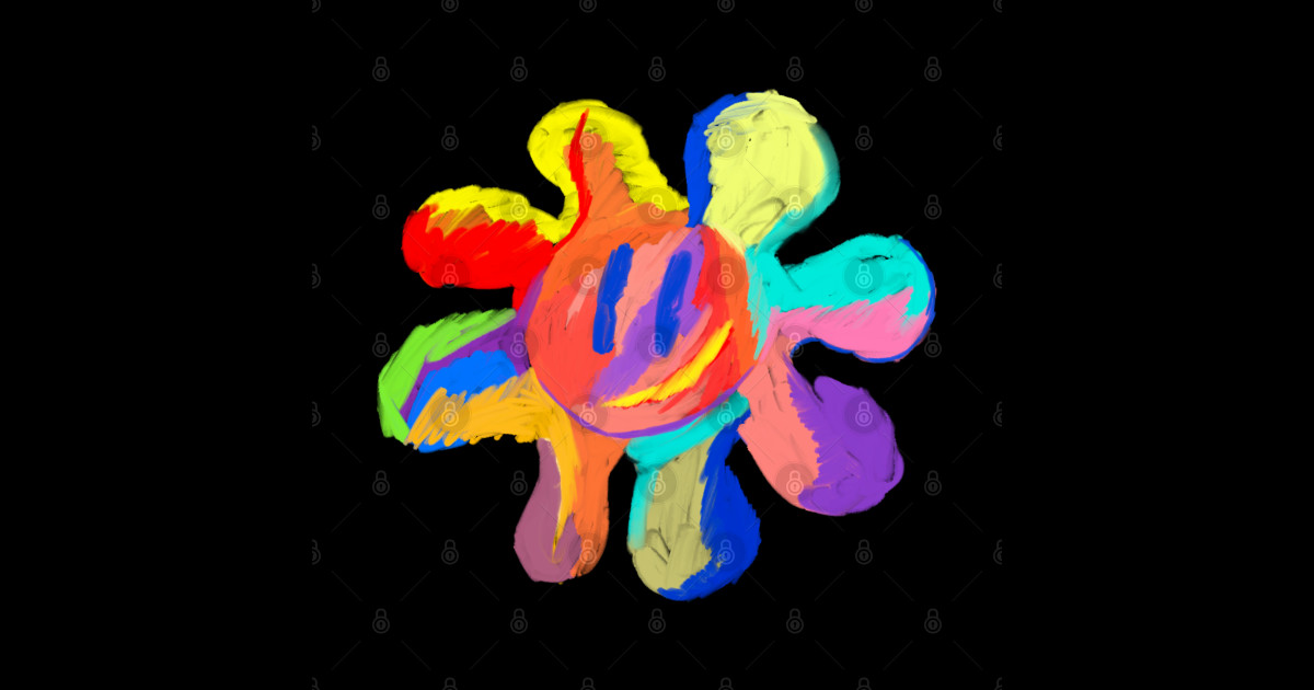 Neon Happy Face - Inspirational - Sticker | TeePublic