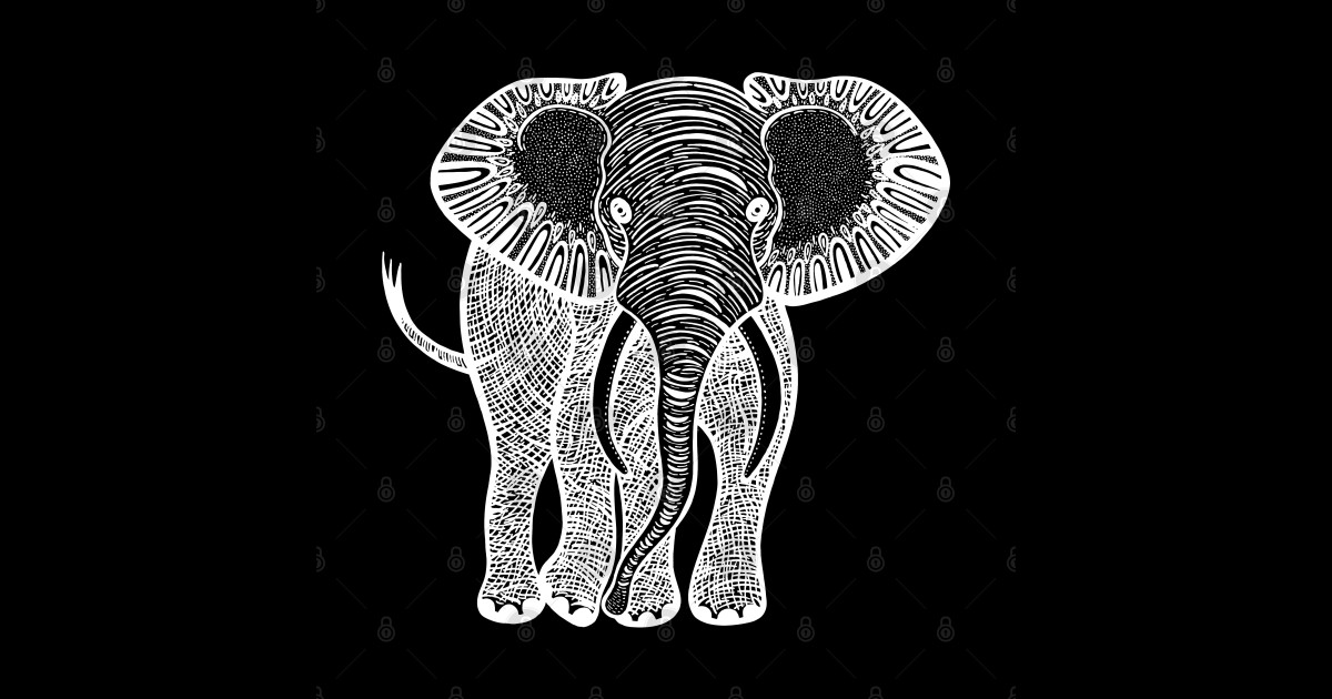 African Elephant Ink Art - on dark colors - Elephant - Posters and Art ...