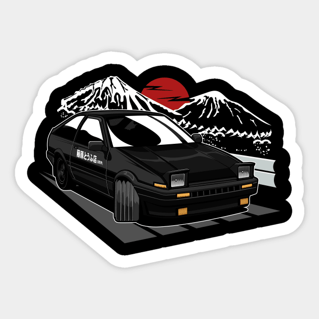black ae86 hachiroku - Initial D - Sticker | TeePublic